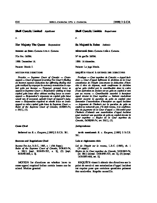 Canada vs Shell Canada Ltd., December 1998, Federal Court of Appeal ...