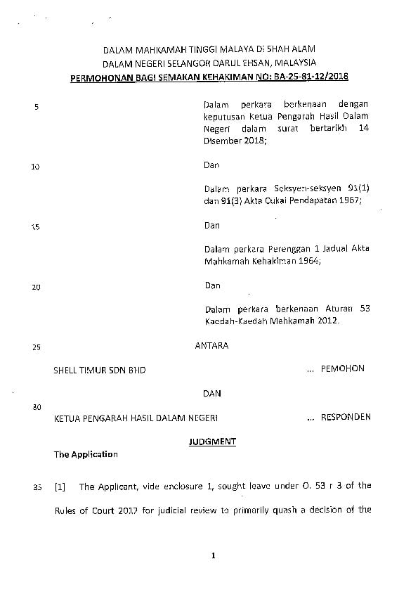 Malaysia vs Shell Timur Sdn Bhd, June 2019, High Court, Case No BA-25 ...