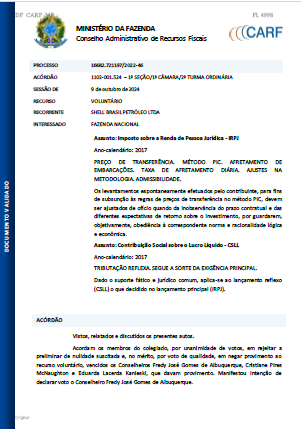 Brazil vs Shell Brasil Petróleo Ltda., October 2024, CARF, Case No 2202 ...