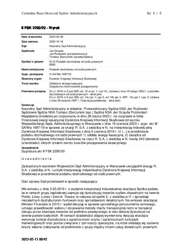 Poland vs R. S.A., March 2023, Supreme Administrative Court, Cases No II FSK 2290/20 - TPguidelines