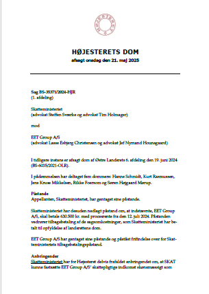 Denmark vs EET Group A/S, May 2025, Supreme Court, Case No BS-35371/ ...